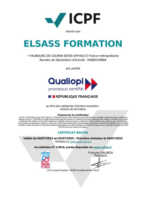 Certification Qualiopi – Elsass Formation